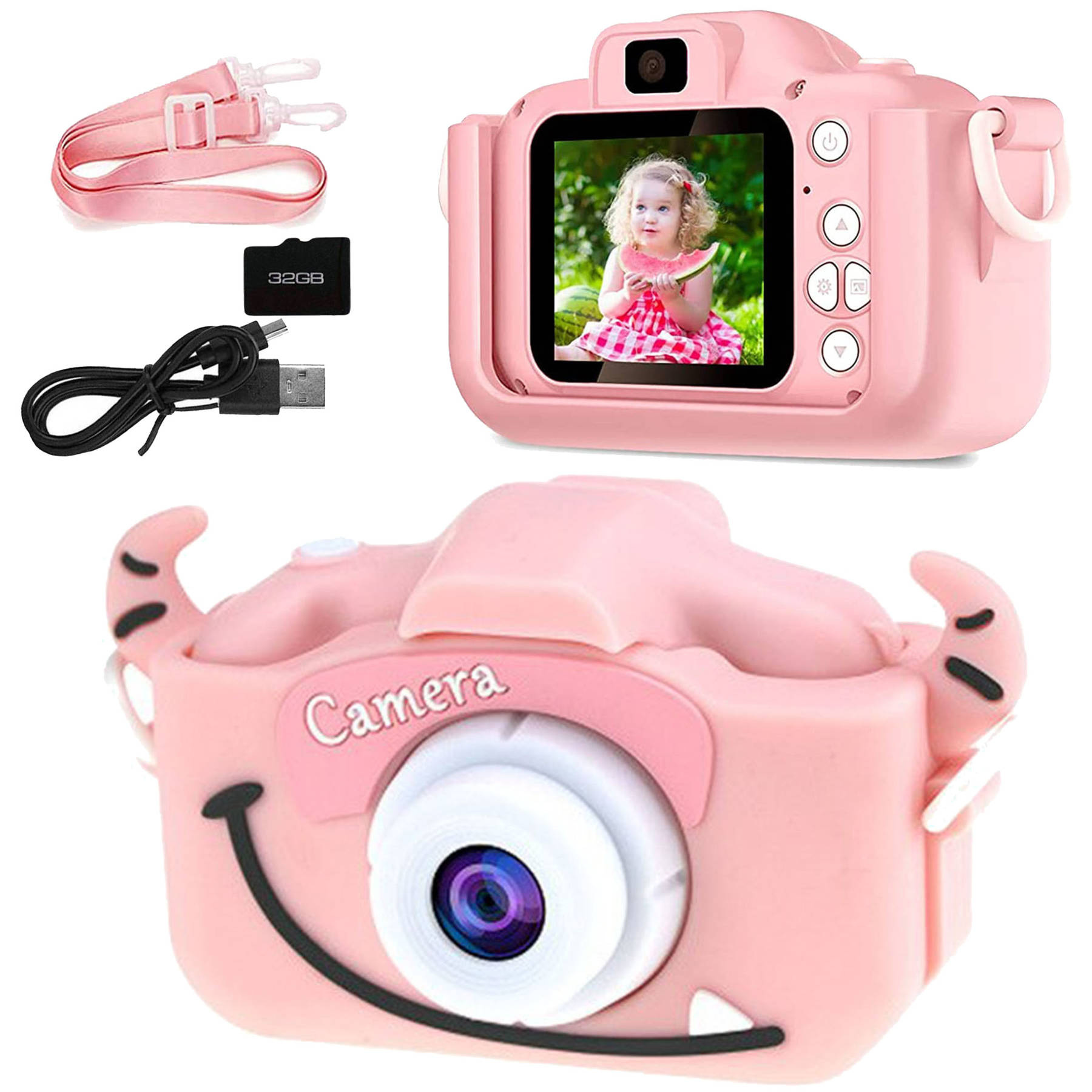 Aparat Fotograficzny Dla Dzieci + KARTA 32GB APARAT_Z UŚMIECHEM_RÓŻOWY ...